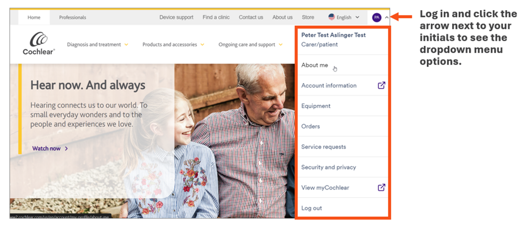 Log in to your Cochlear account to see the new features available